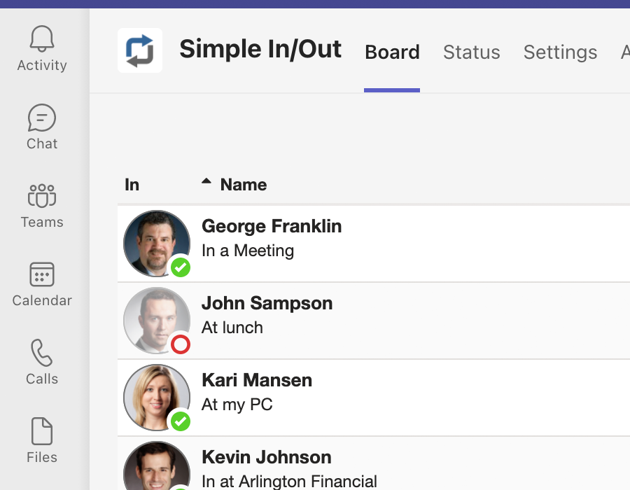 Microsoft Teams • Simple In/Out